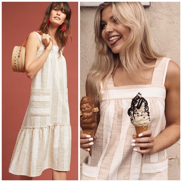 Anthropologie | Dresses | Nwt Anthropologie Maeve Tan Tonal Stripe ...